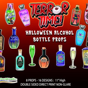Halloween Alcohol Bottle Props - Terror Time - Etsy