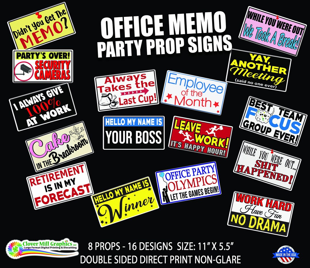 Office Memo Photo Prop Signs Double Sided Free Shipping - Etsy
