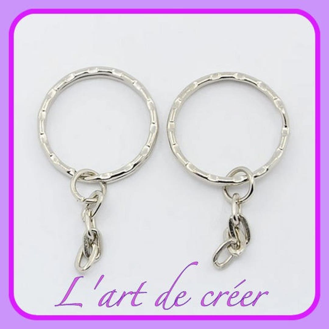 10 Key Rings With Chain , Diameter 25mm , Silver Color , Silver - Etsy