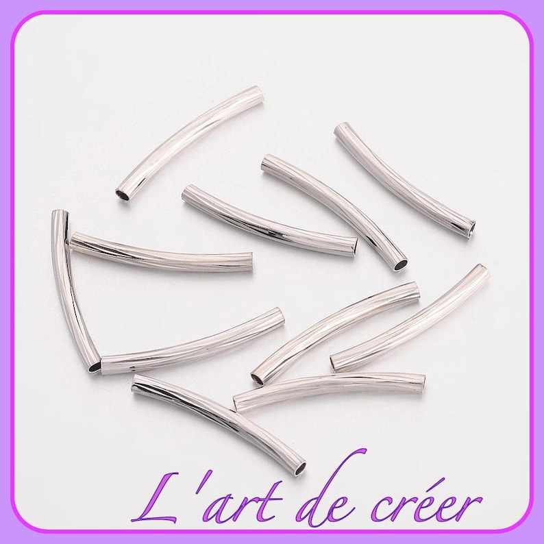 10 Tube Beads, Tubular, Curved and Twisted, Silver 20 Mm X 2 Mm - Etsy