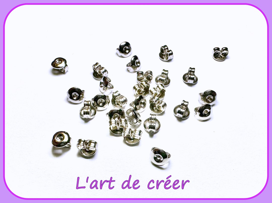 50 Stoppers, Butterfly Fasteners, Backs for Earrings, Antique Silver ...