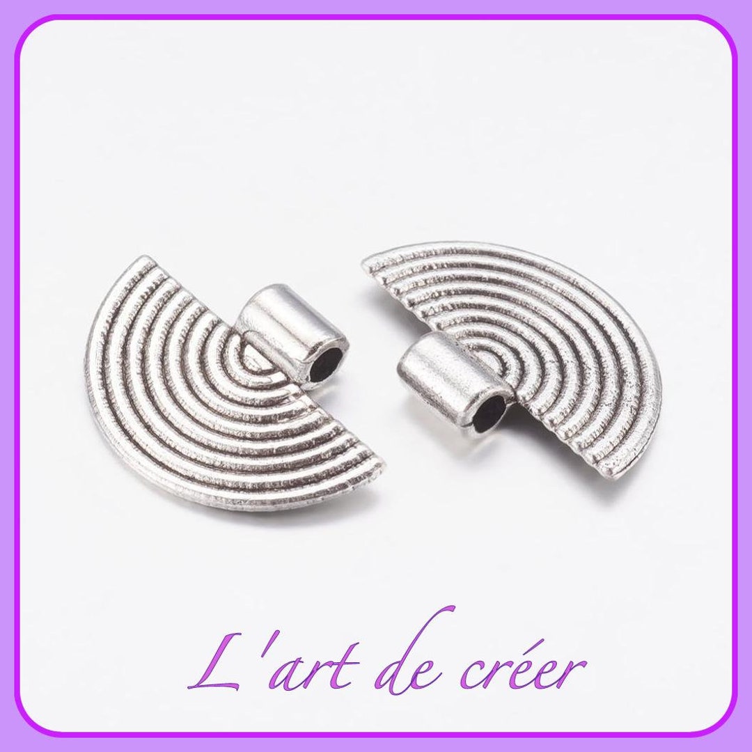 5 Silver Infill Half Moon Connectors 25x17mm - Etsy
