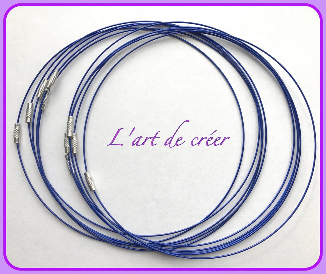 10 Steel Cable Choker Indigo BLUE, Royal Blue, Coated 1 Mm X 45 Cm ...