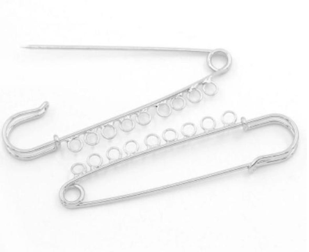 3 Silver Safety Pin Brooch Holders, Silver 9 Rings, 7.6cm X 2.1cm - Etsy