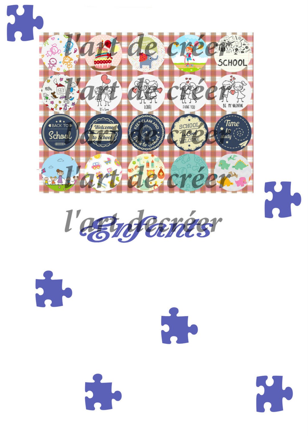 20 Cabochons 25mm, Children, School Digital Prints - Etsy