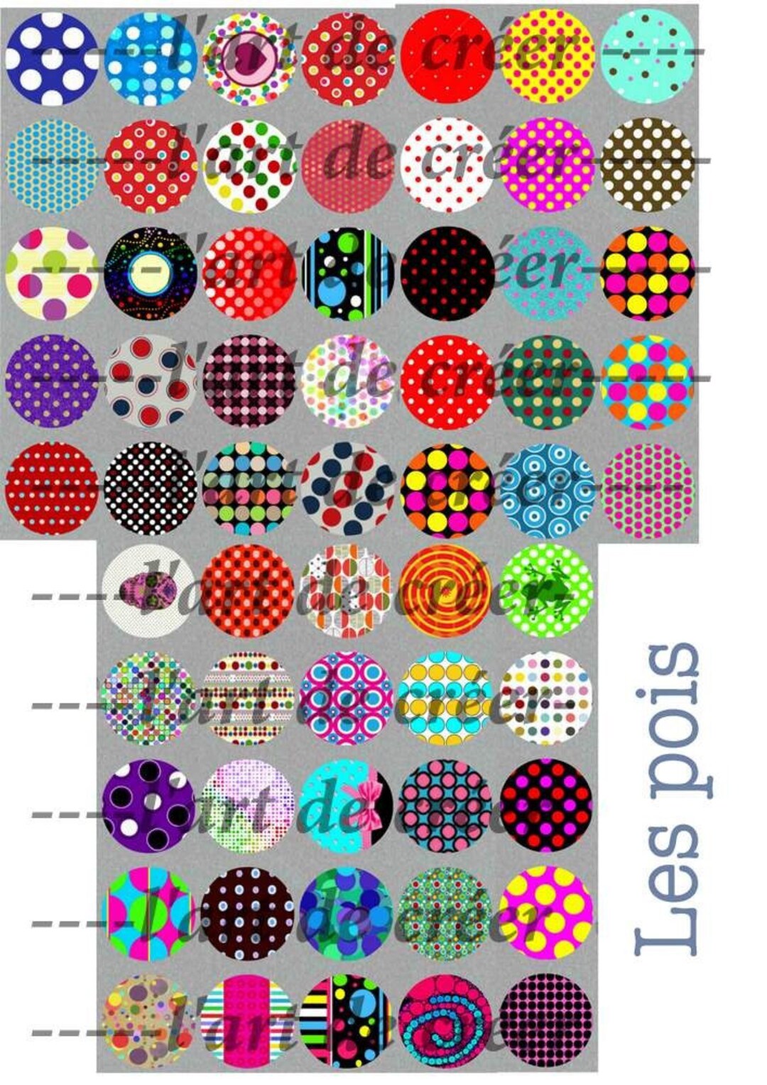 Digital Boards of 60 Cabochons 25mm, Polka Dot Patterns - Etsy