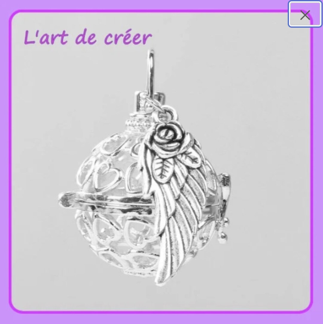 1 Pregnancy Bola Cage With Silver Metal Pearl "heart and Feather Motif ...