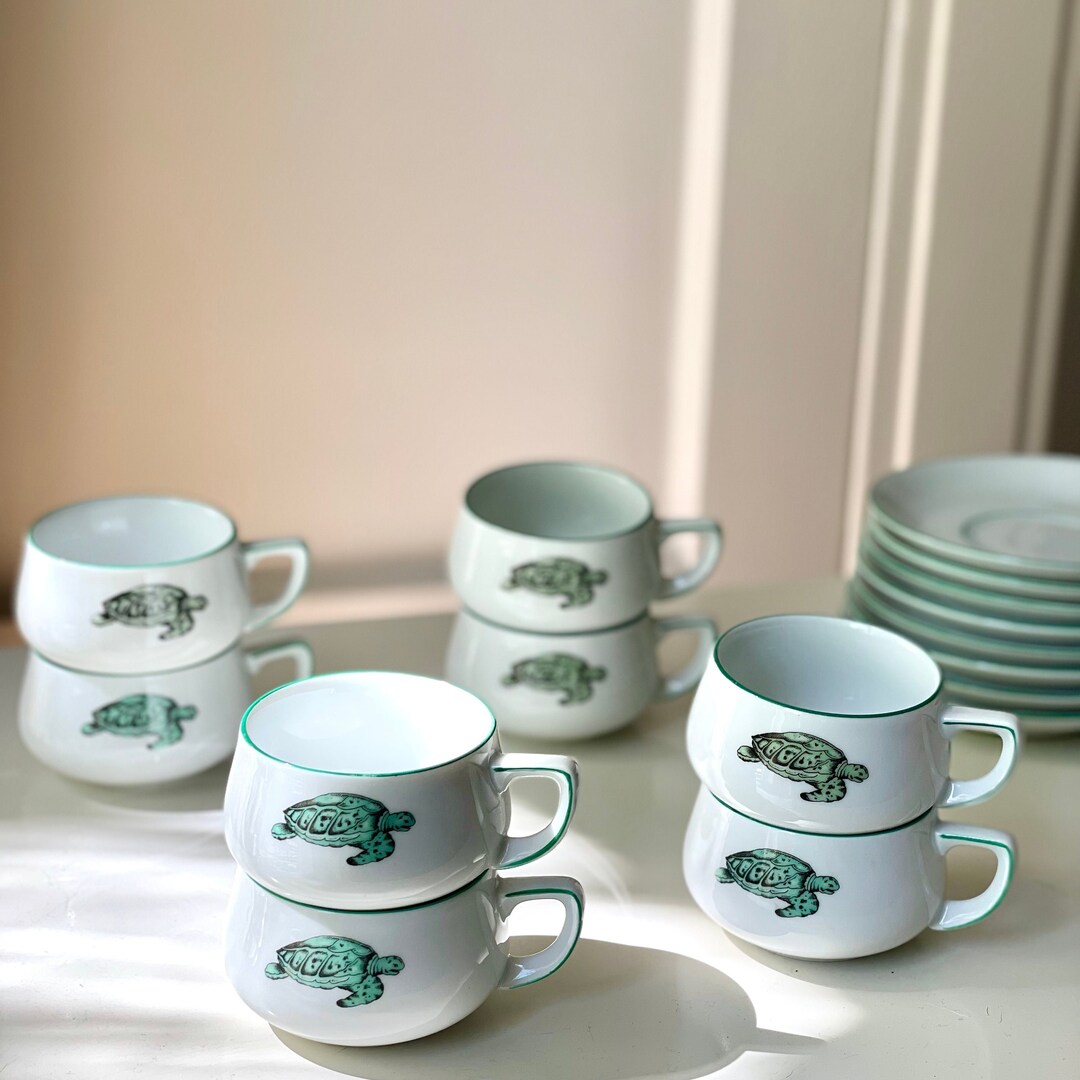 8 X Thomas Lacroix Germany Turtle Cup and Saucer / White and - Etsy