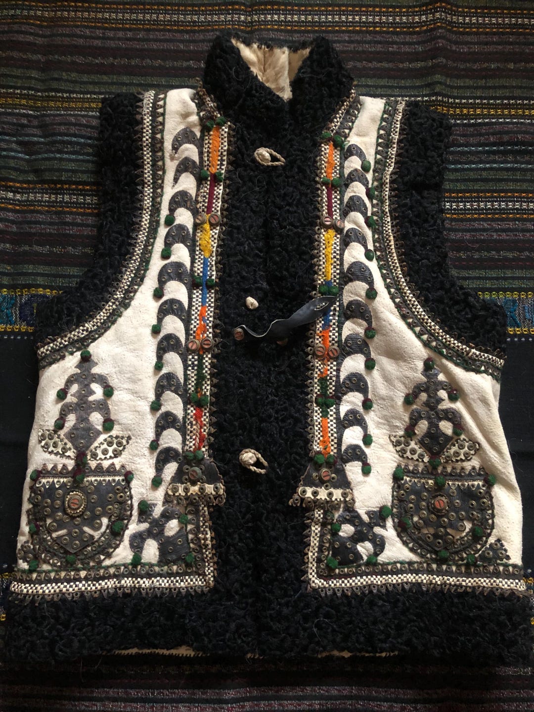 Ukrainian National Antique Embroidered Vest 1930-1940 S-M Leather ...