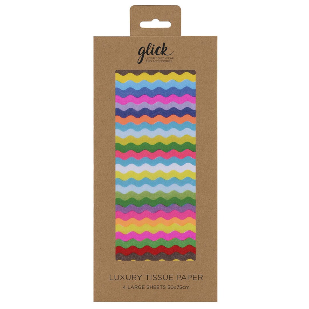 Colour Hub Ric Rac Zig Zag Rainbow Glick 4 Sheets Tissue Wrapping Paper ...