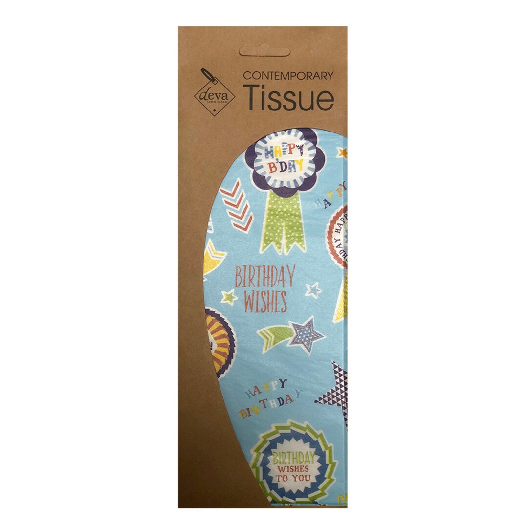Rosette Blue Birthday Tissue Deva Tissue Wrapping Paper 4 Sheets 50 X ...