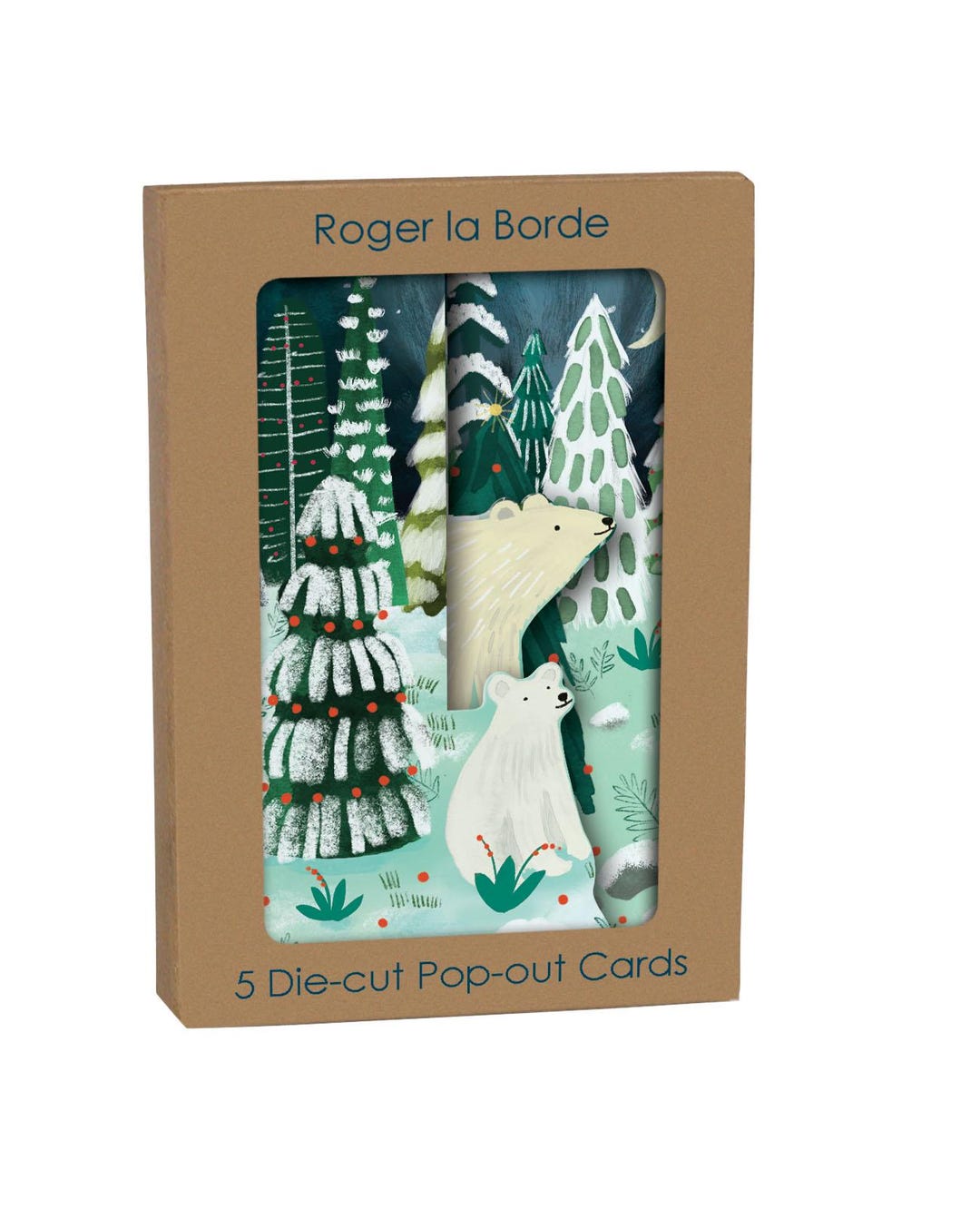 Northern Lights Polar Bear Tri Fold Christmas Card 5 Pack 90 X 140 Mm ...
