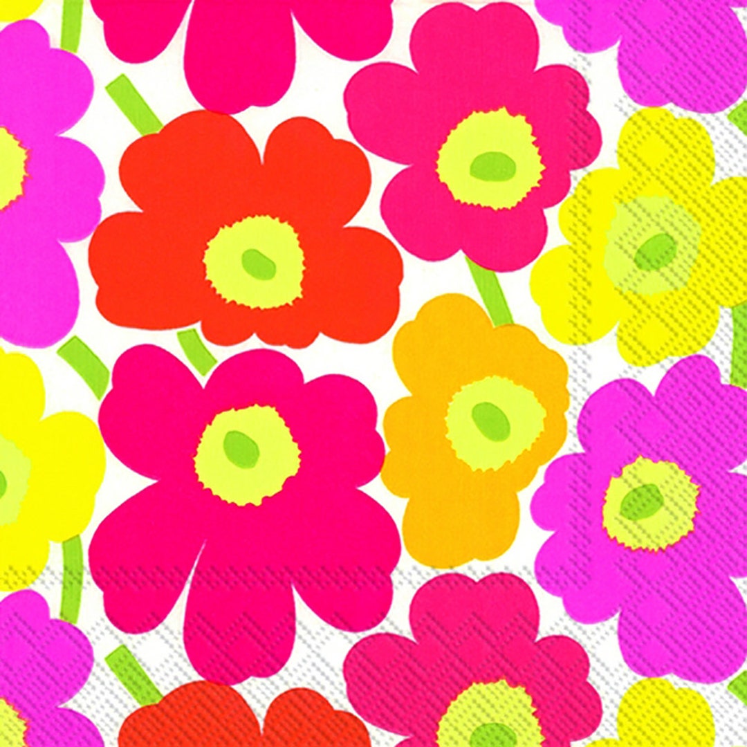 Marimekko MINI UNIKKO Flowers Bright Paper Table Napkins 33 Cm Square 3 ...
