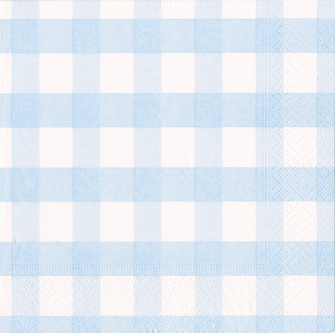Caspari Light Blue Gingham Check Paper Table Napkins 33 Cm Square 3 Ply ...