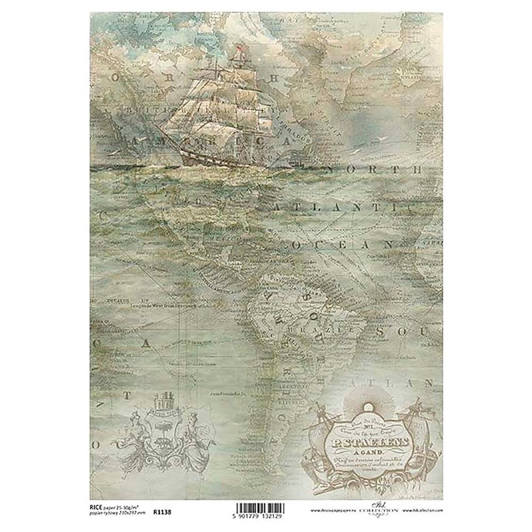 Sea Maps Rice Paper ITD A4 Rice Paper Mulberry Paper for Decoupage 210 ...