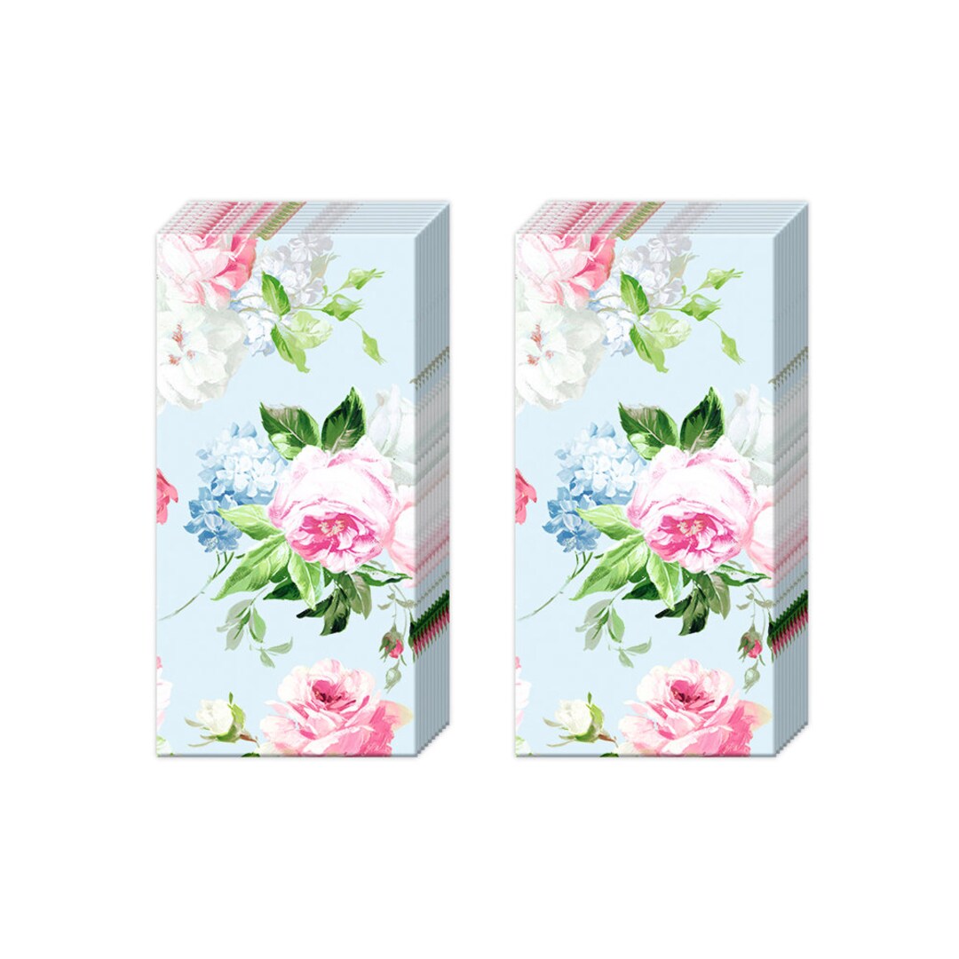 Scarlett Light Blue Roses Tissues 2 Packs of 10 IHR Tissues 4 Ply 20 Cm ...