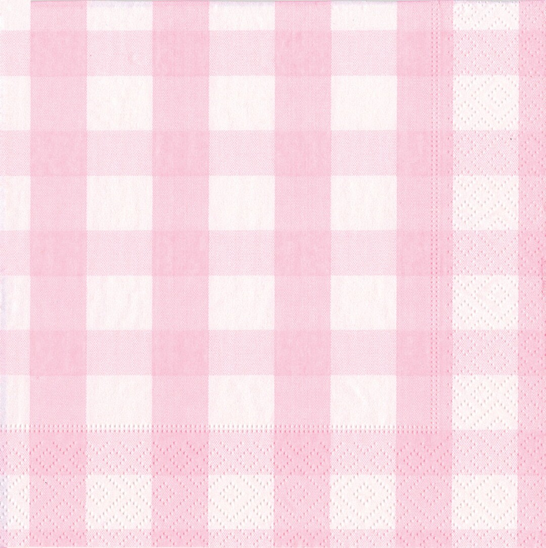 Caspari Pink Gingham Check Paper Table Napkins 33 Cm Square 3 Ply Lunch ...