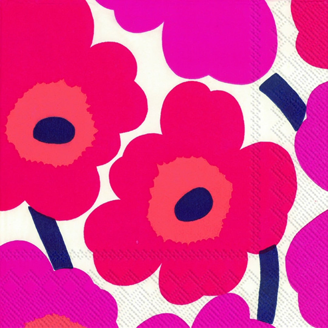 Marimekko UNIKKO Red Flowers Paper Table Napkins 33 Cm Square 3 Ply ...
