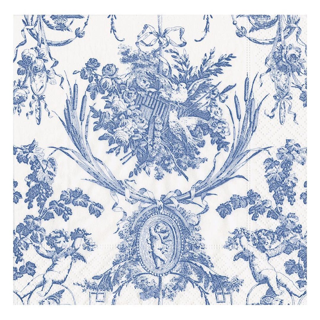 Romantic Toile Blue Caspari Paper Table Napkins 40 Cm Square 3 Ply ...