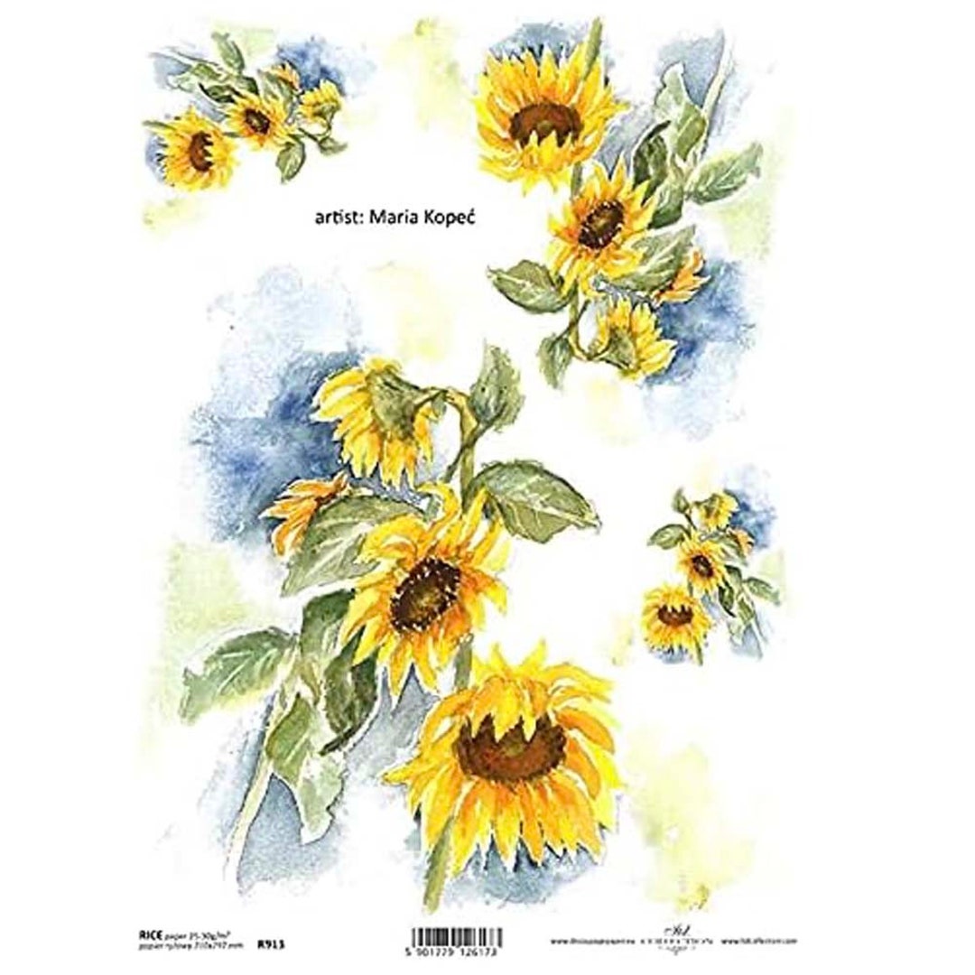 Sunflowers ITD A4 Rice Paper Mulberry Paper for Decoupage 210 X 297 Mm ...