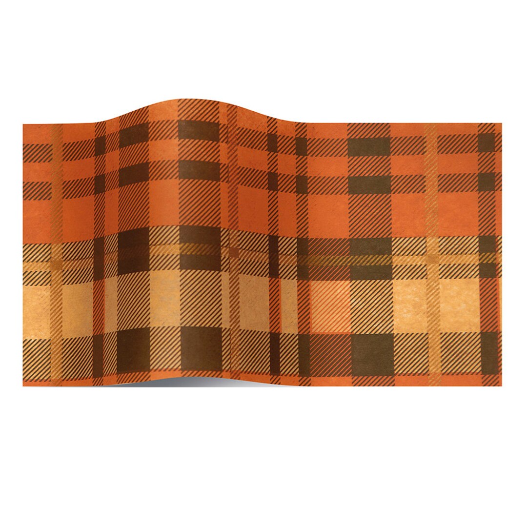 Desert Plaid Orange Brown Tartan Check Tissue Wrapping Paper Satinwrap ...