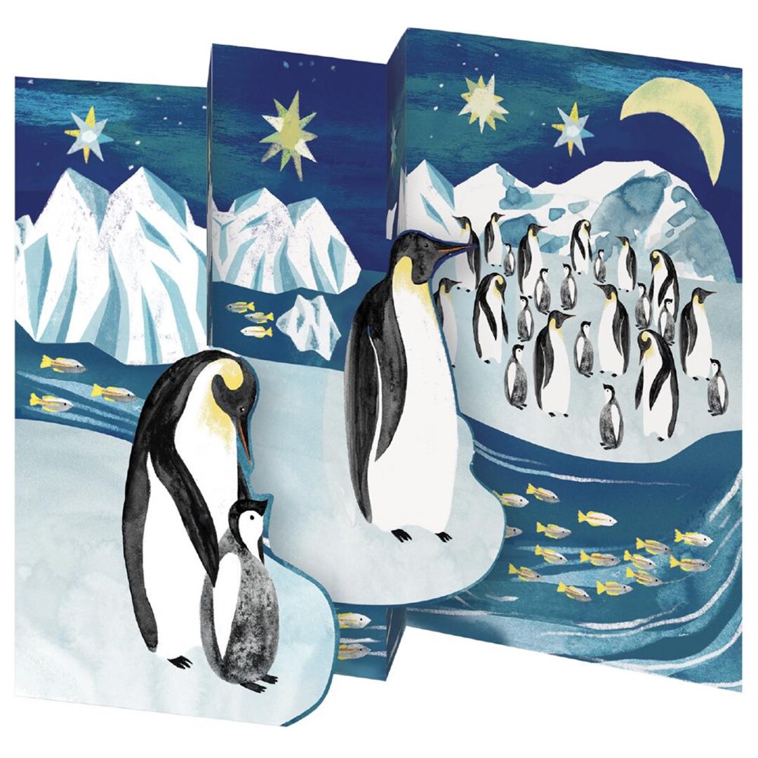 Penguin Tri Fold Christmas Card 5 Pack 90 X 140 Mm With Envelopes Roger ...