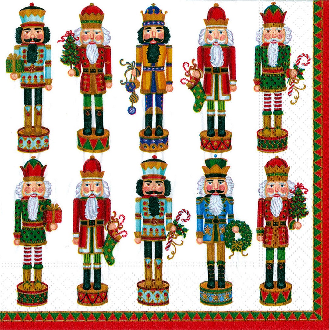 Caspari Nutcracker Parade White Christmas Paper Table Napkins 33 Cm ...