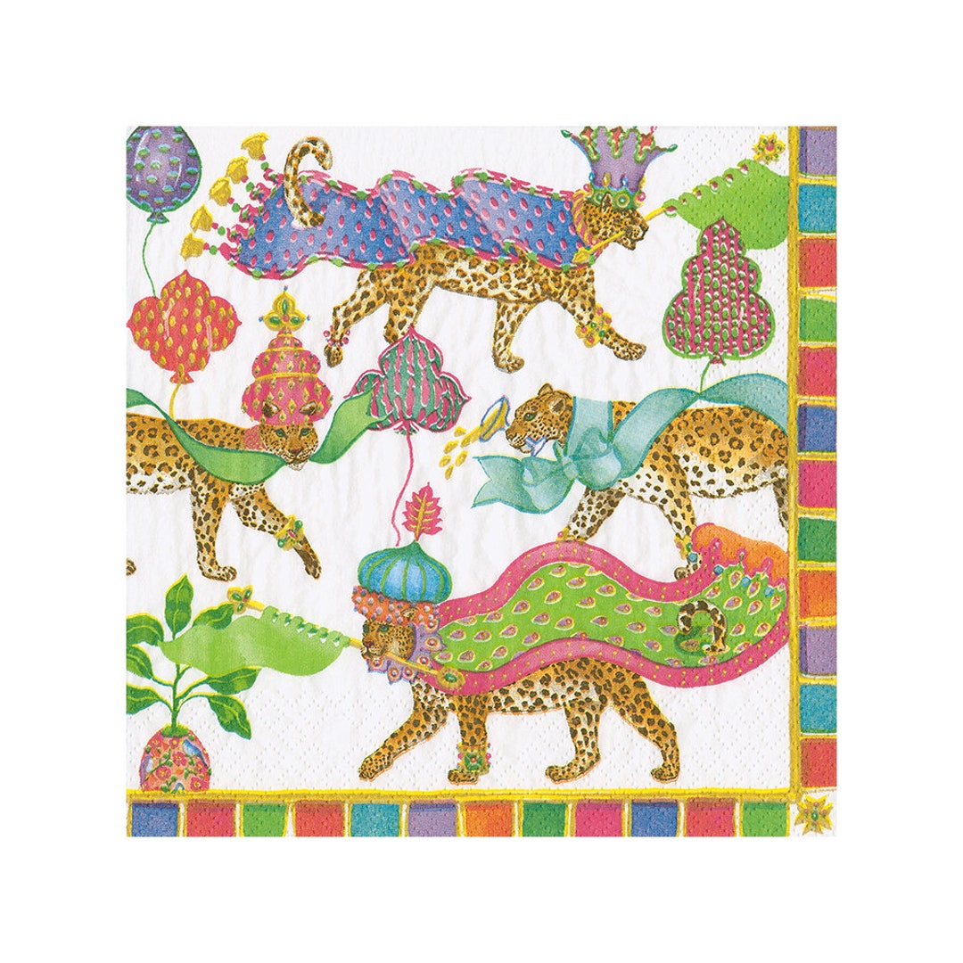 Kasbah Leopard Crowns Caspari Paper Table Napkins 33 Cm Square 3 Ply ...