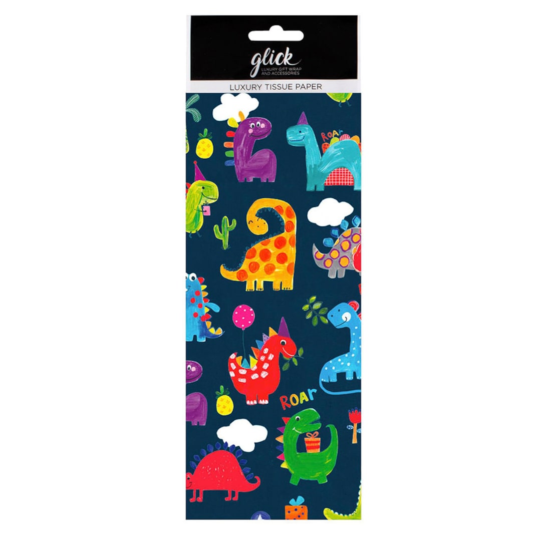 Dinosaurs Dinoraur Blue Glick Tissue Wrapping Paper 4 Sheets 50 X 75 Cm ...