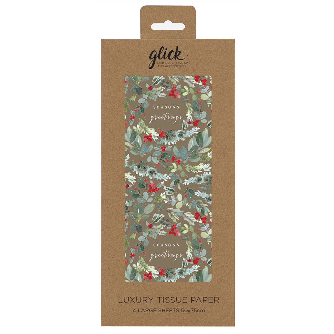 Christmas Foliage Gold Glick Tissue Wrapping Paper 4 Sheets 50 X 75 Cm ...