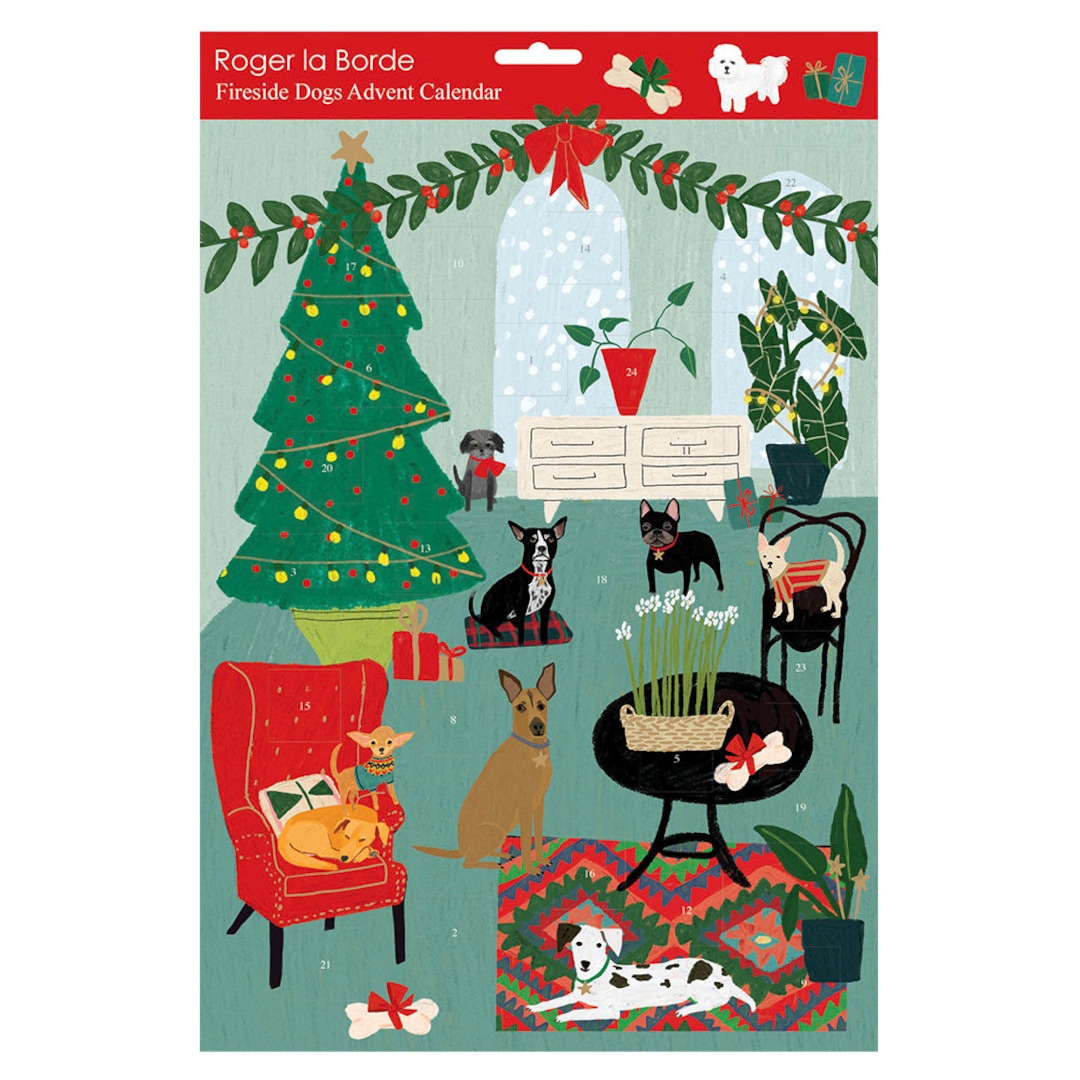 Fireside Dogs Roger La Borde Flat Advent Calendar 380 X 270 Mm Gold ...