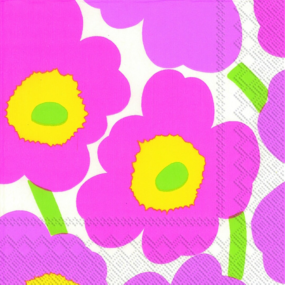 Marimekko UNIKKO Light Pink Flowers Paper Table Napkins 33 Cm Square 3 ...