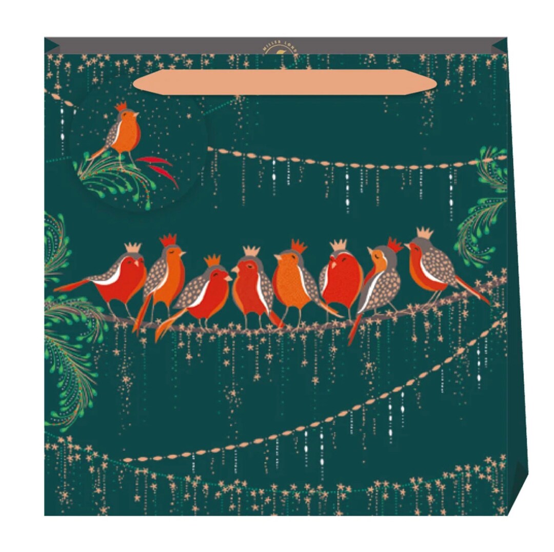 Sara Miller Robins on a Wire Christmas Medium Paper Gift Bag 220 X 220 ...