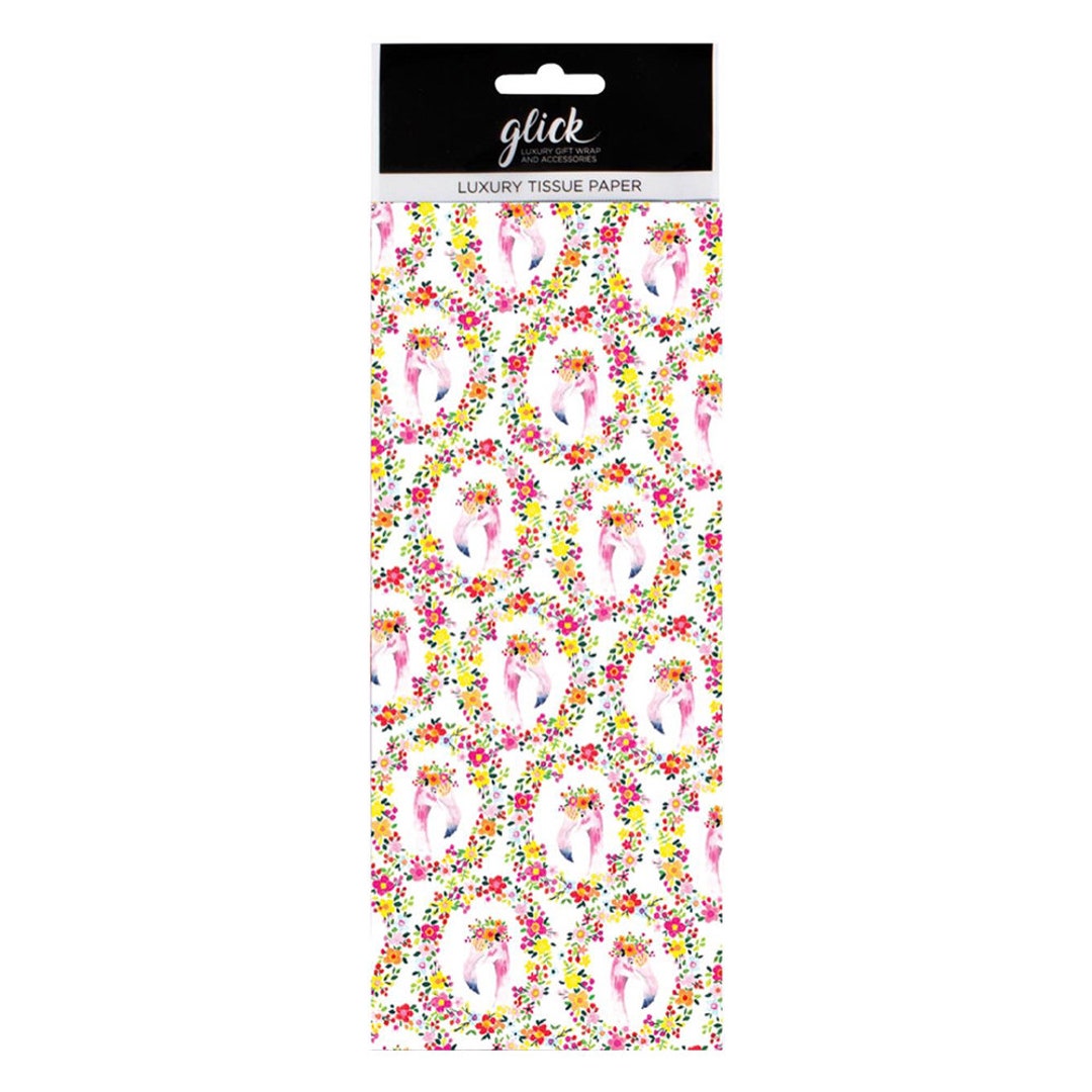 Flamingos and Flowers Glick Tissue Wrapping Paper 4 Sheets 50 X 75 Cm ...