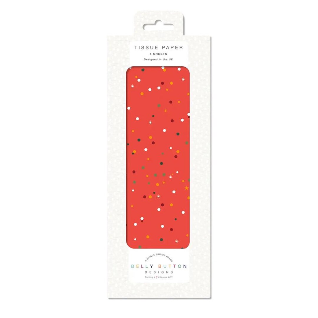 Christmas Confetti Red Dotted Belly Button Tissue Wrapping Paper 4 ...