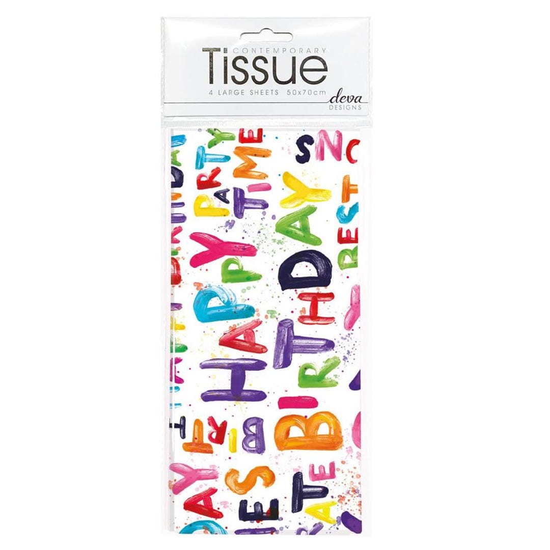 Happy Birthday Bright Tissue Paper 4 Sheets of Deva Tissue Wrapping ...