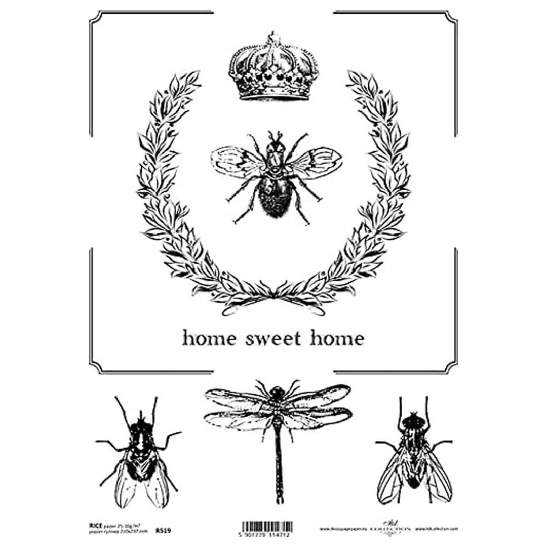 Insects With Crown and Holly Wreath Rice Paper ITD A4 Rice Paper ...