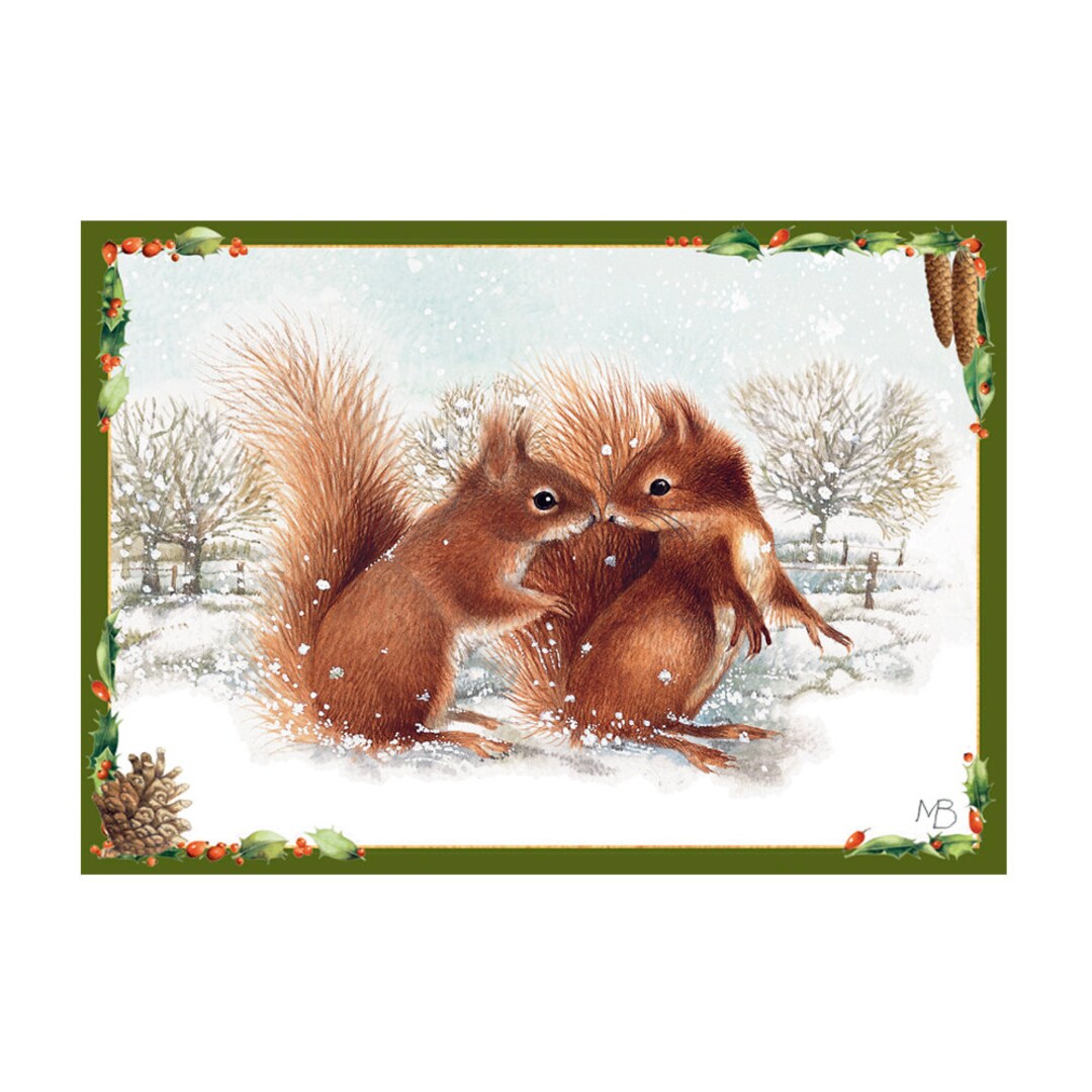 Squirrels Wildlife Advent Card Illustration by Marjolein Bastin 16.5 X ...