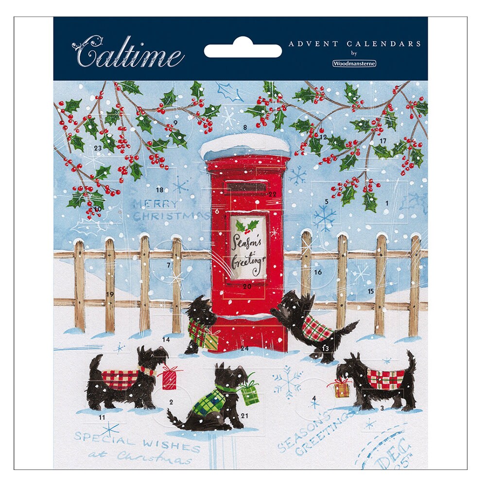 Scotty Dog Postbox Advent Calendar Card 160 X 160 Mm Caltime - Etsy