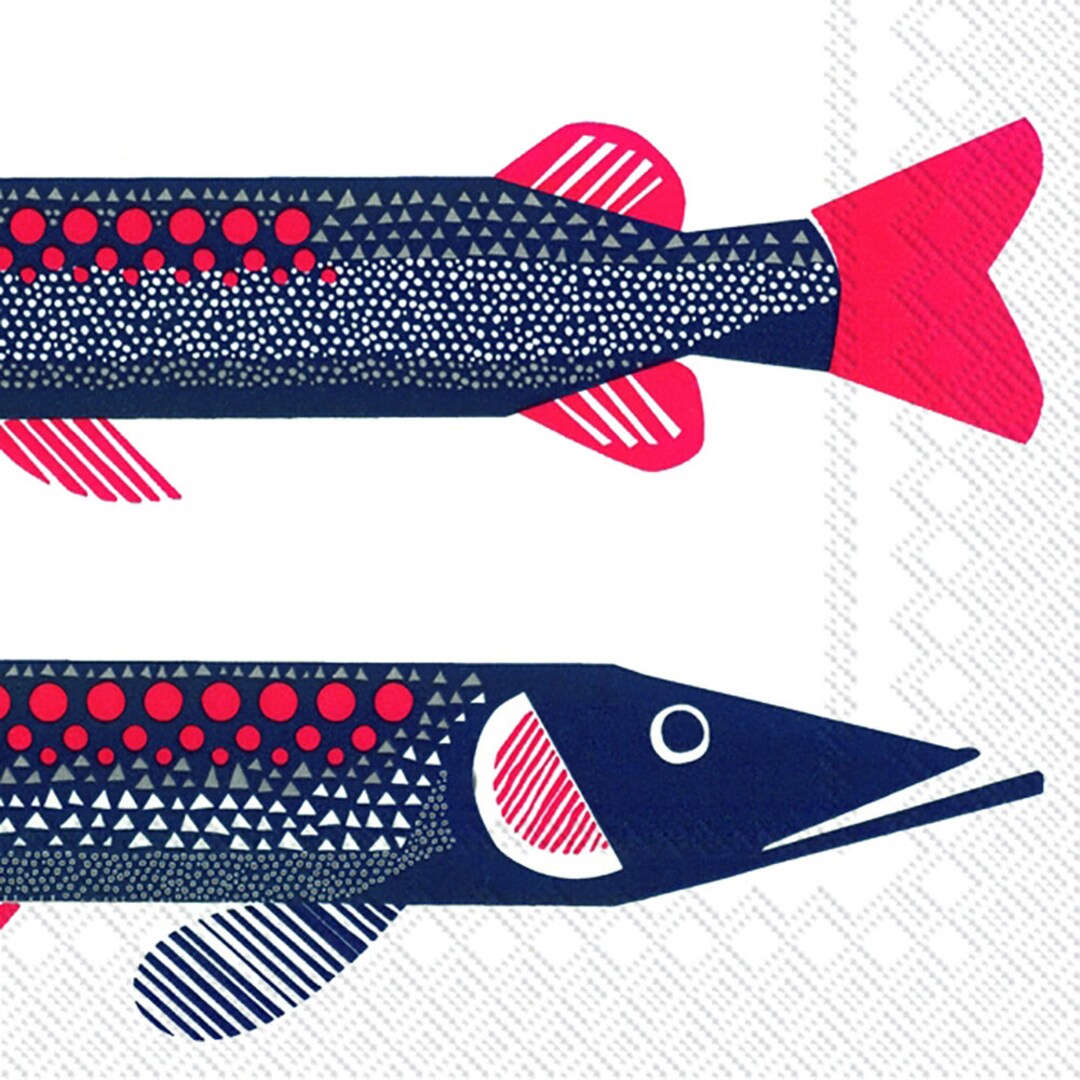Marimekko HAUKI Fish Paper Table Napkins 33 Cm Square 3 Ply Lunch ...