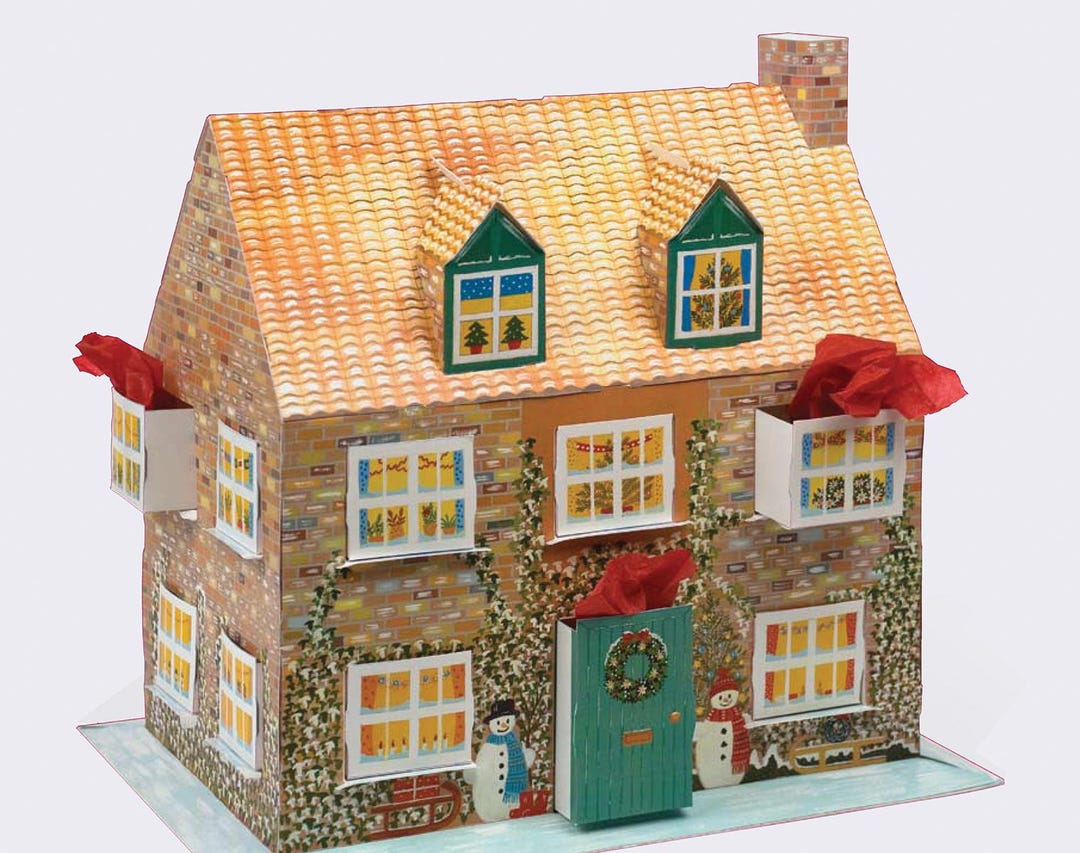Caspari 3-D Advent Calendar Cottage 27 X 25 X 29 Cm With Numbered ...