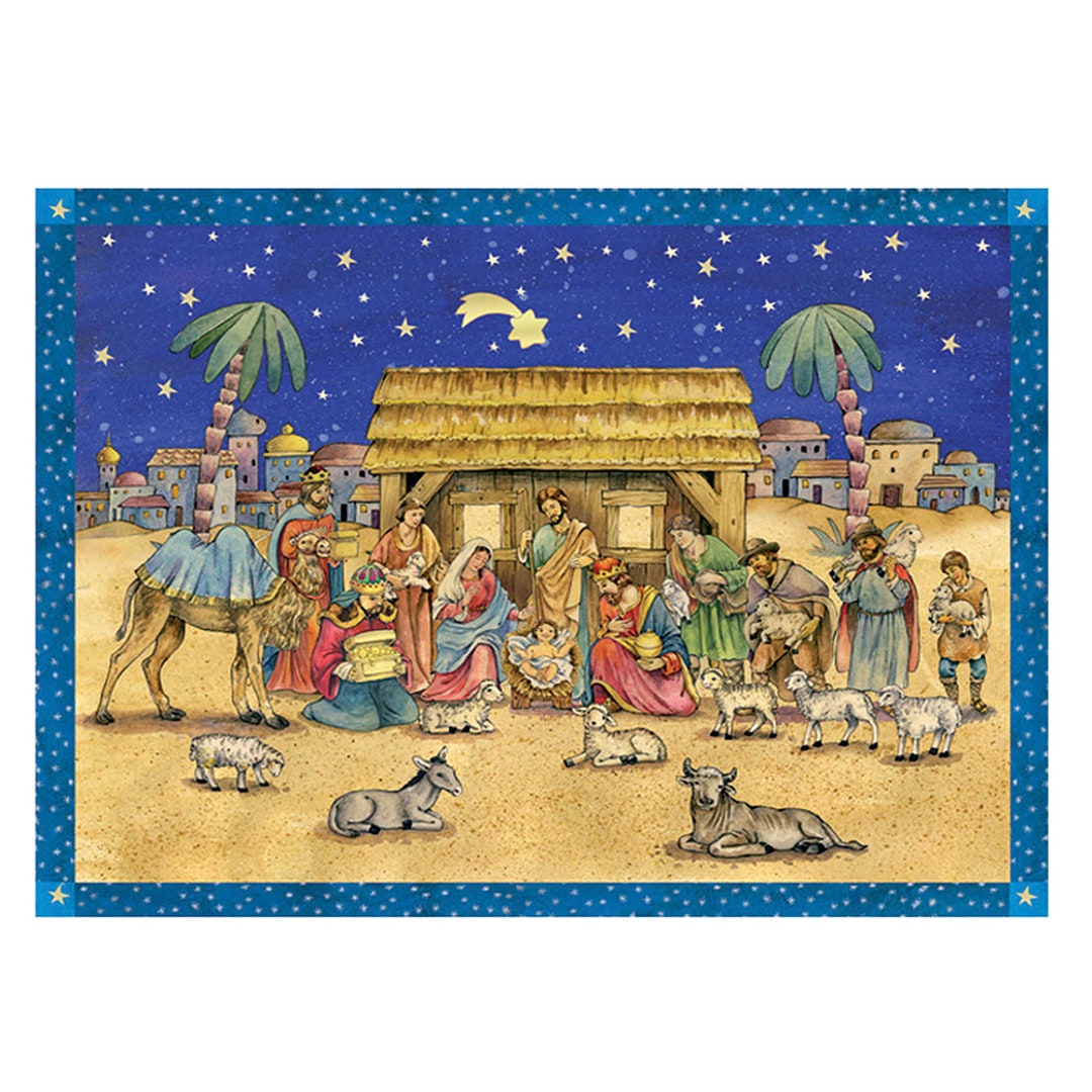 Nativity Scene Blue Richard Sellmer 355 X 265mm Glitter & Translucent ...