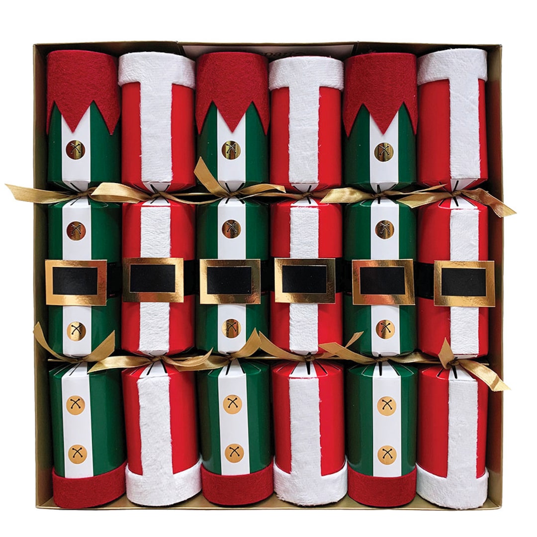 Caspari Santa and Elf Costumes Christmas Crackers With Green Red Felt ...