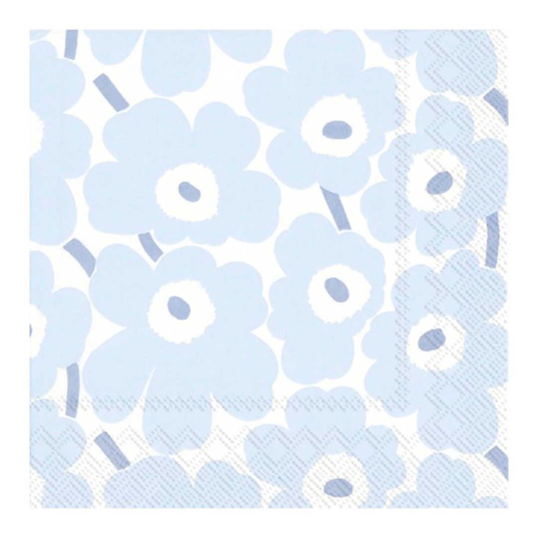 Marimekko Mini Unikko Light Blue Flowers Cream IHR Paper Table Napkins ...