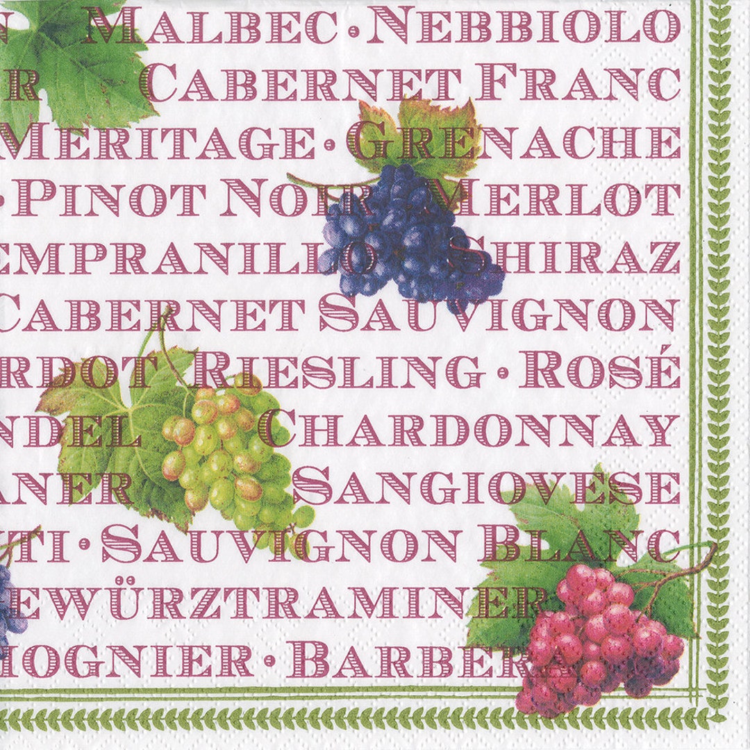 Caspari Vintages Wine Grapes Paper Table Napkins 33 Cm Square 3 Ply ...