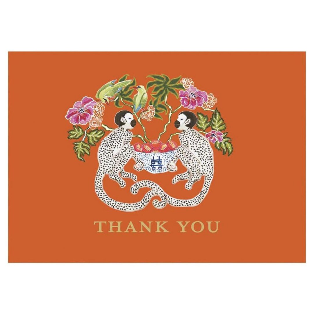 Monkeys Foil by Paige Gemmel Caspari 8 With Envelopes in Cello Pack 4 X ...