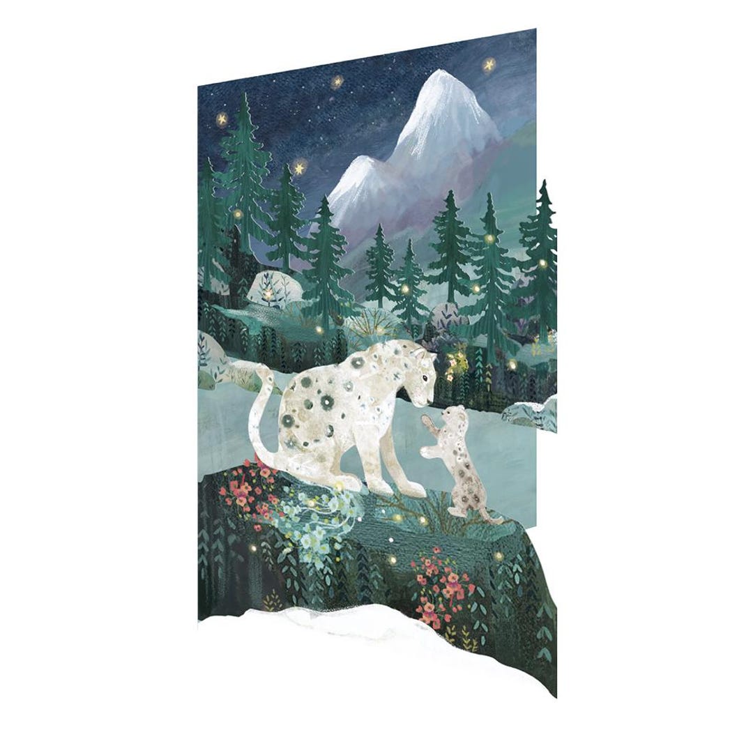 Snow Leopard Laser Cut Christmas Cards 5 Pack 170 X 120 Mm With ...
