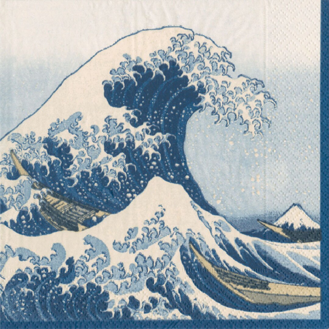 Caspari the Great Wave Blue Japansese Wave Paper Table Napkins 33 Cm ...