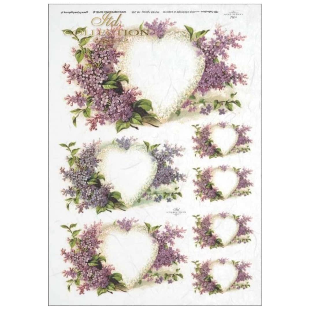 Purple Hearts Rice Paper ITD A4 Rice Paper Mulberry Paper for Decoupage ...