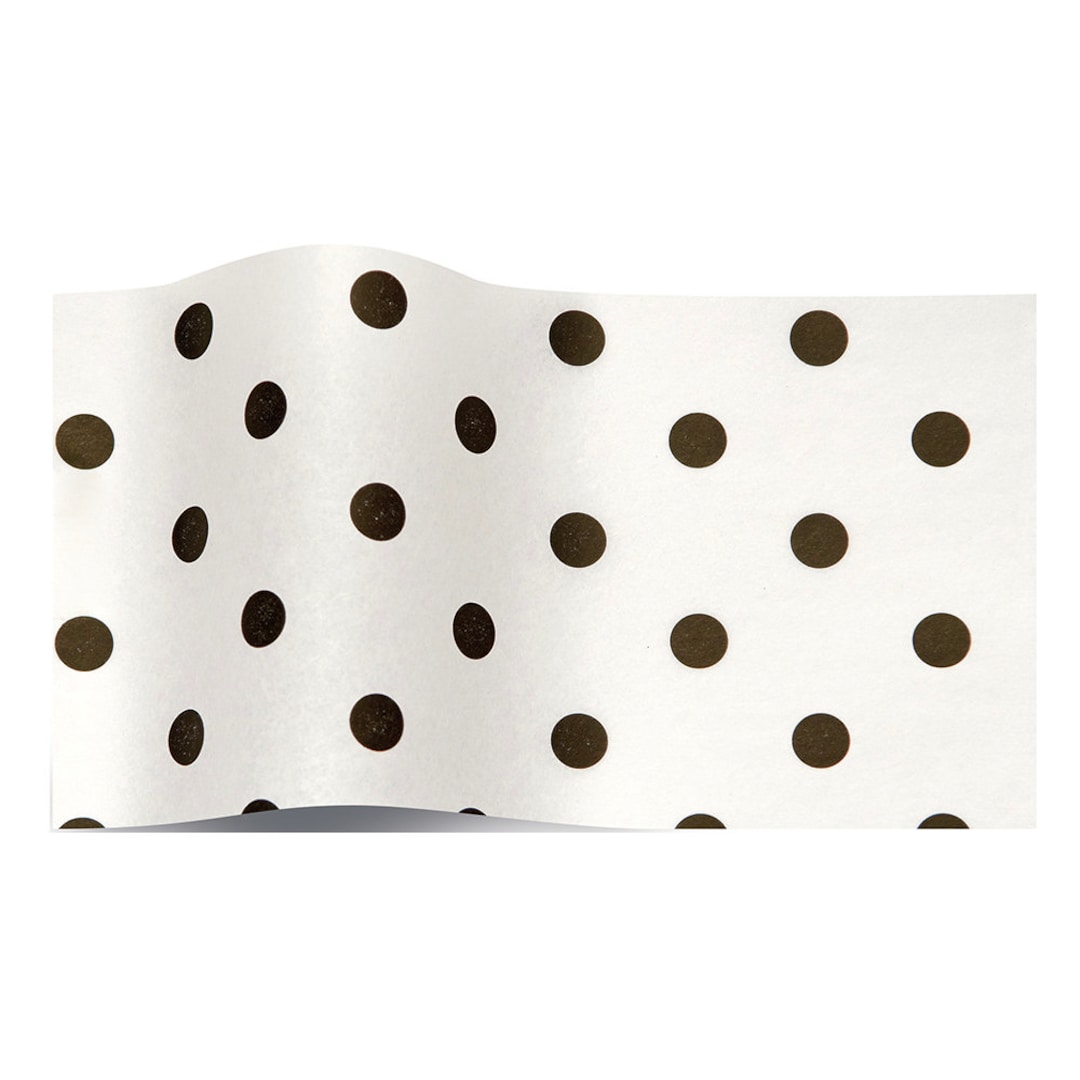 Black Dots on White Spots Tissue Wrapping Paper Satinwrap 5 Sheets 50 X ...